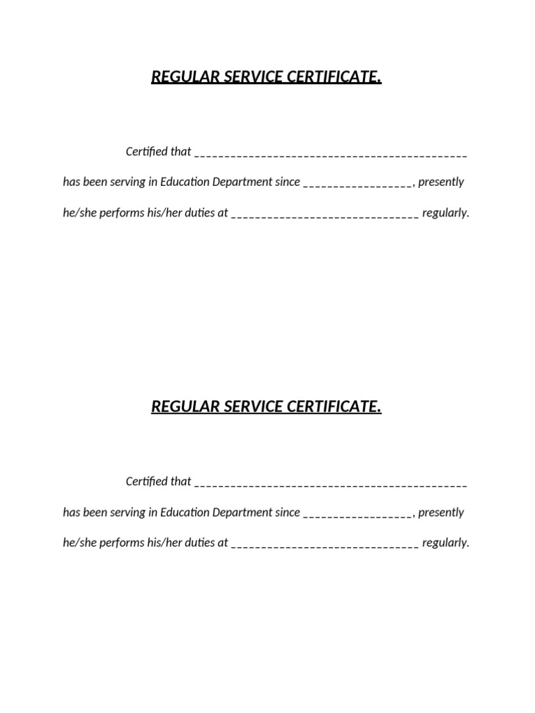 Education Dept Service Certificate | PDF