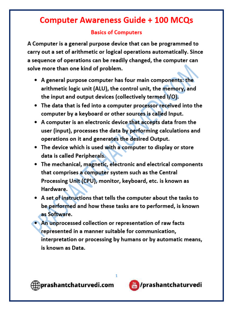 FSSAI Computer Guide PDF | PDF | Random Access Memory | Computer Memory