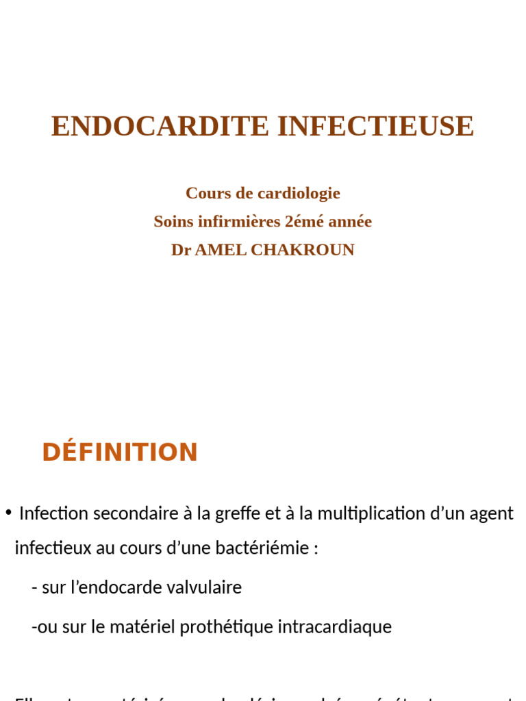 Endocardite infectieuse uc | PDF | Maladies et troubles | Spécialités ...