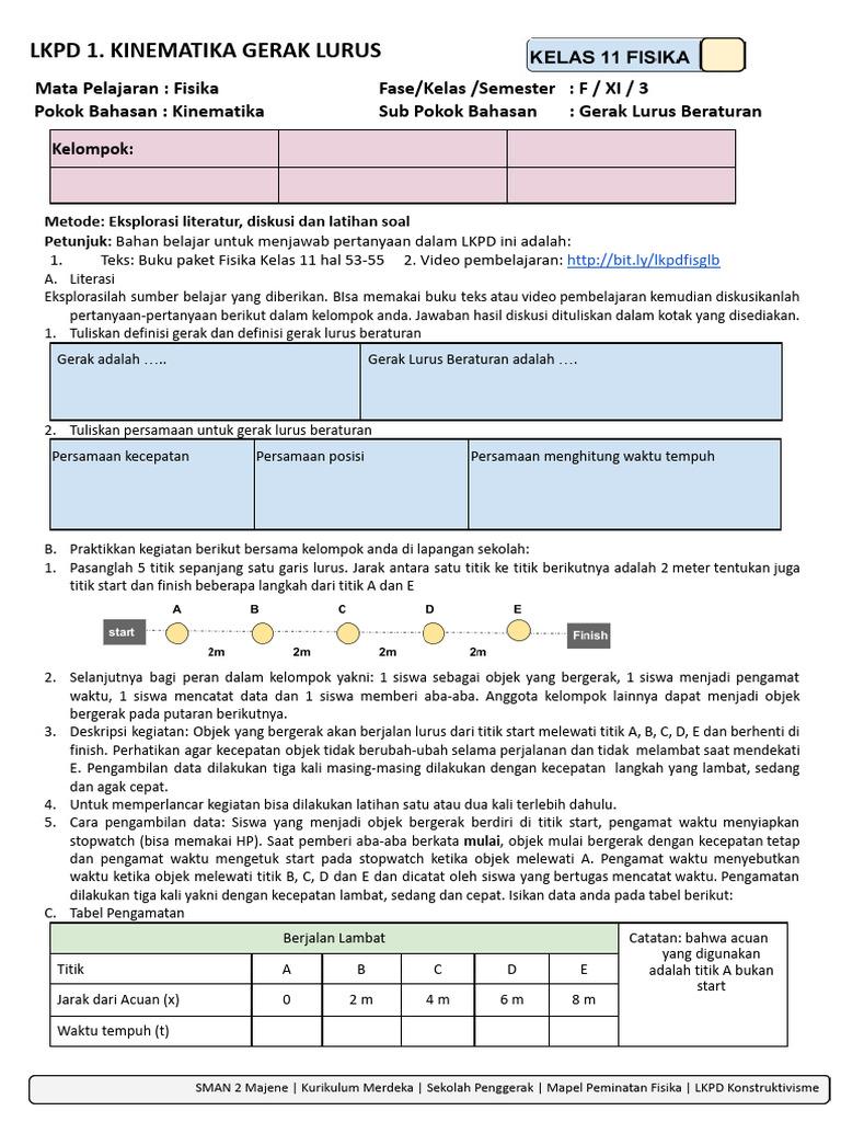 Kinematika Gerak Lurus XI | PDF