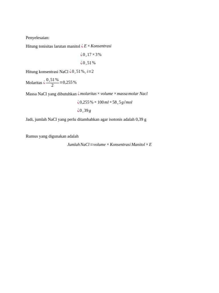 Perhitungan Tonisitas Teksed | PDF