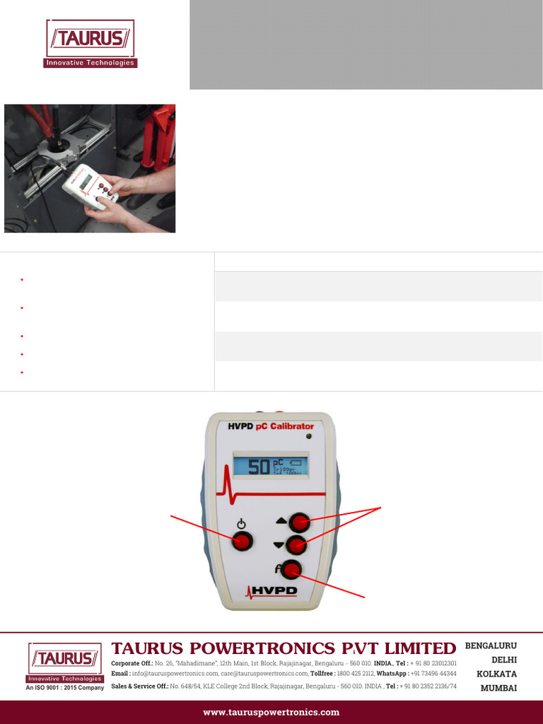 PR19001-SA001-2 HVPD PC Calibrator Product Card - TAURUS | PDF | Manufactured Goods | Electronics