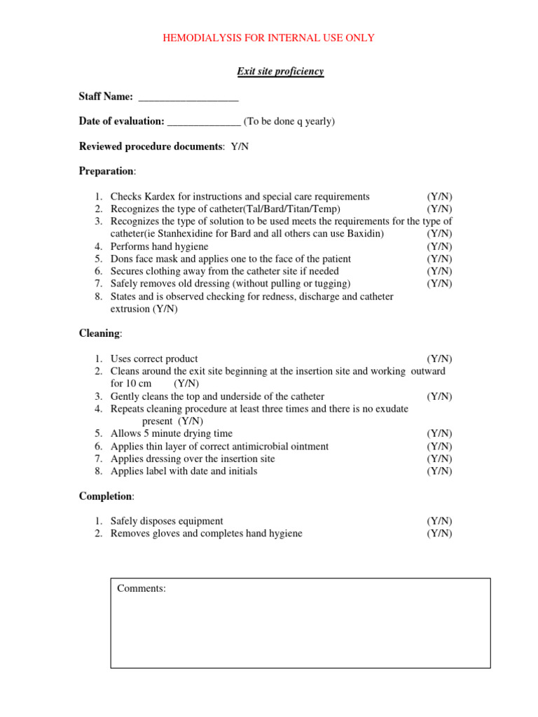Exit site proficiency evaluation | PDF