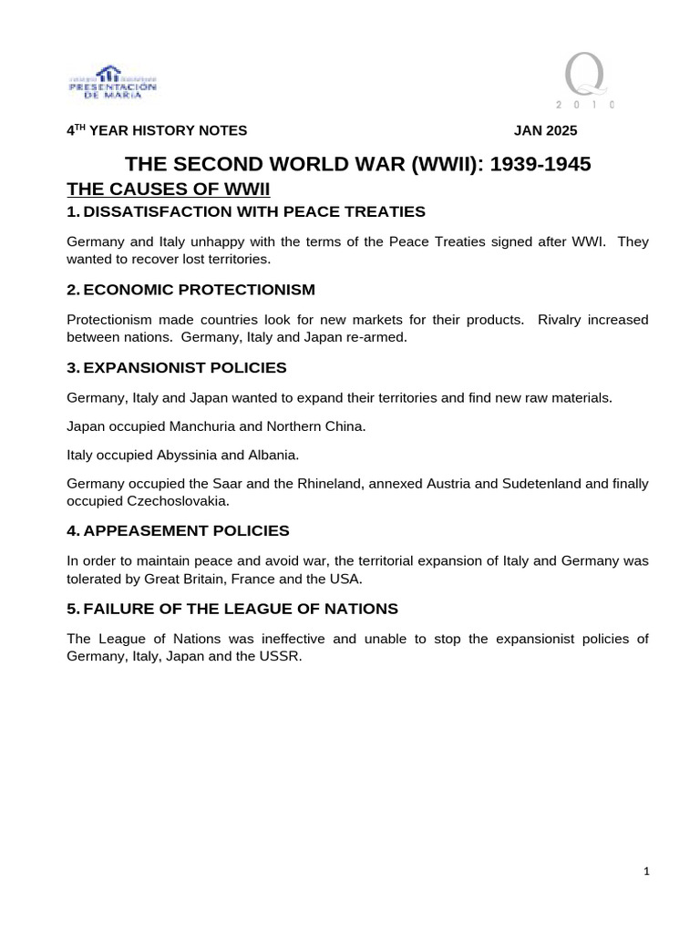 4TH Year History Unit 4 Wwii Jan 2025 | PDF | Allies Of World War II ...