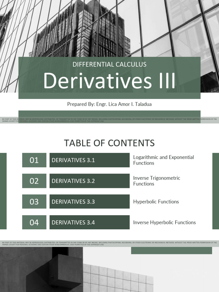 Derivatives Series 3.1 Updated (Civ228) | PDF | Logarithm | Function ...