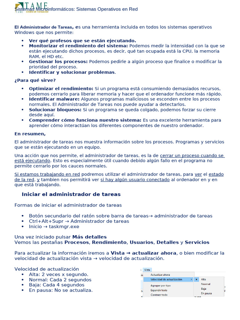 Administrador de Tareas - Esquema Resumen Ejercicio | PDF | Sistema operativo | Proceso ...