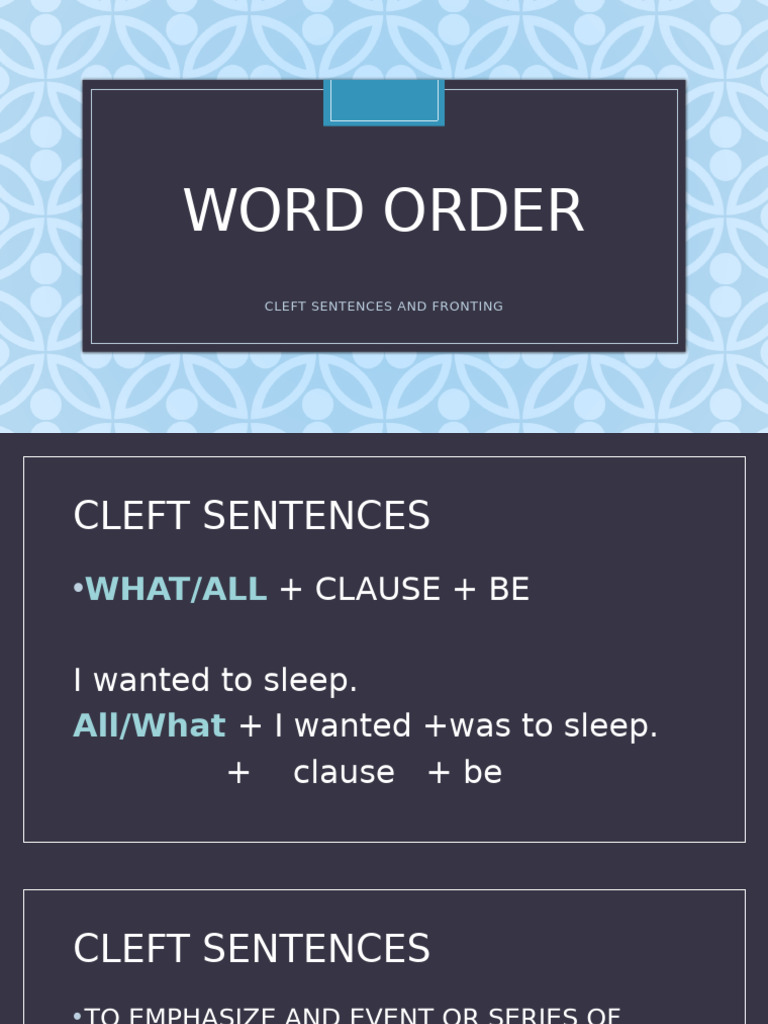 Cleft Sentences and Fronting Guide | PDF