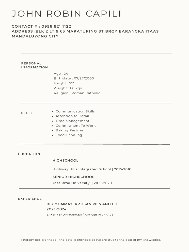 John Robin Capili Resume 2025 | PDF