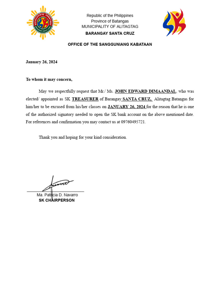 excuse letter (1) | PDF