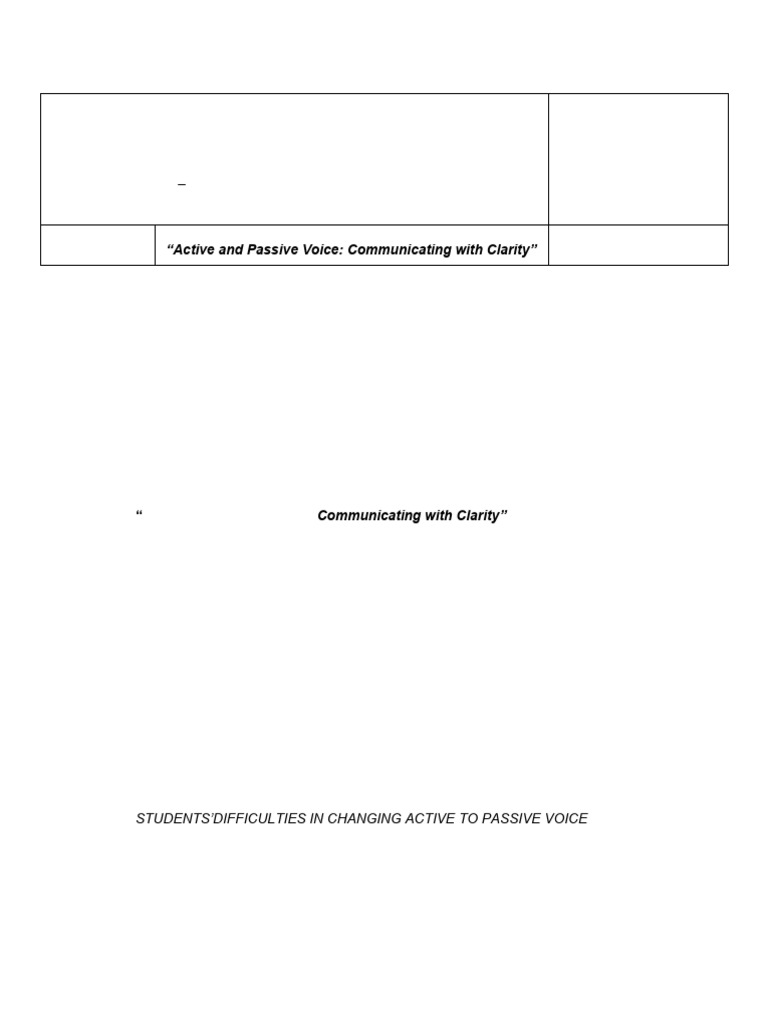 Active vs. Passive Voice Lesson Plan | PDF | Verb | Subject (Grammar)