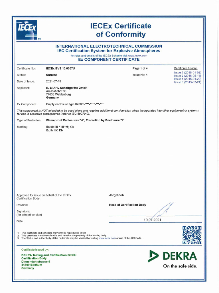 IECEx Certification for Empty Enclosure 8250 | PDF