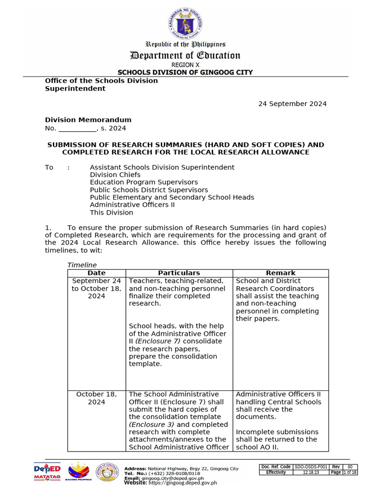 2024 Submission of Completed Papers LGU Allowance | PDF | Data | Data ...