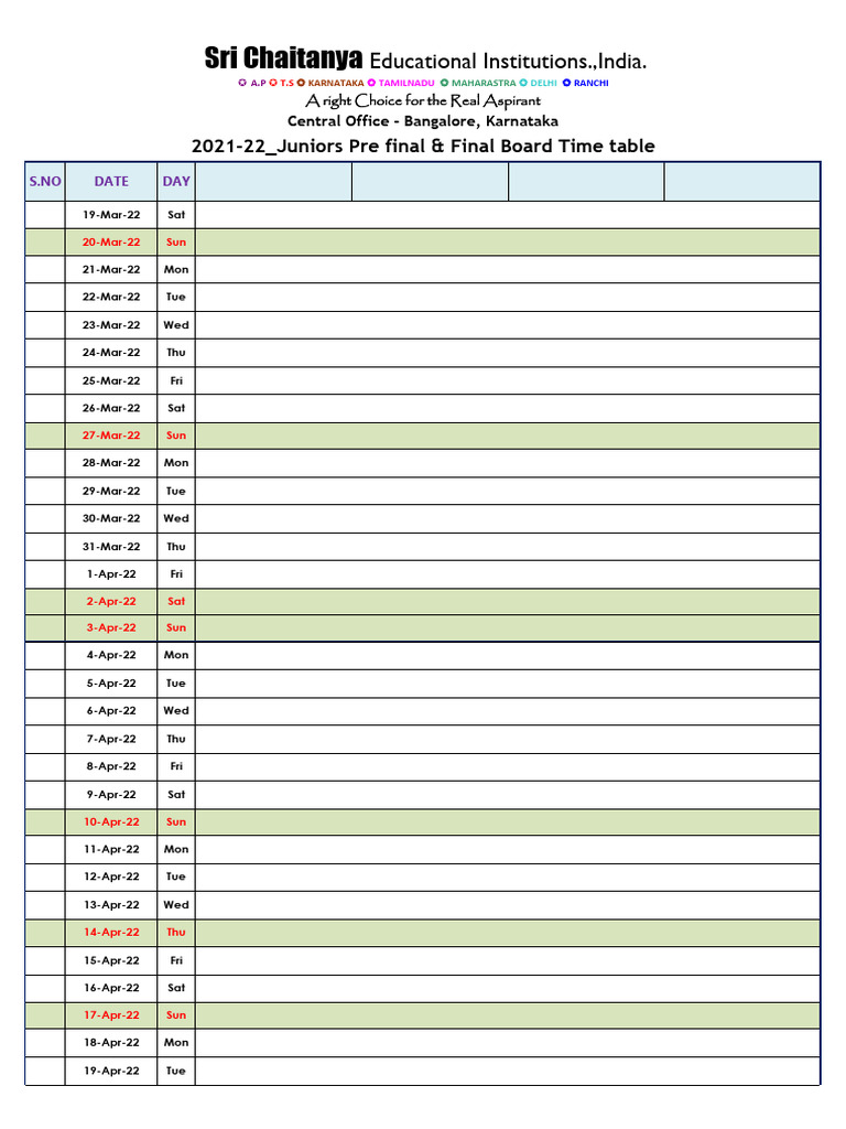 2021-22 Board Exam Schedule | PDF