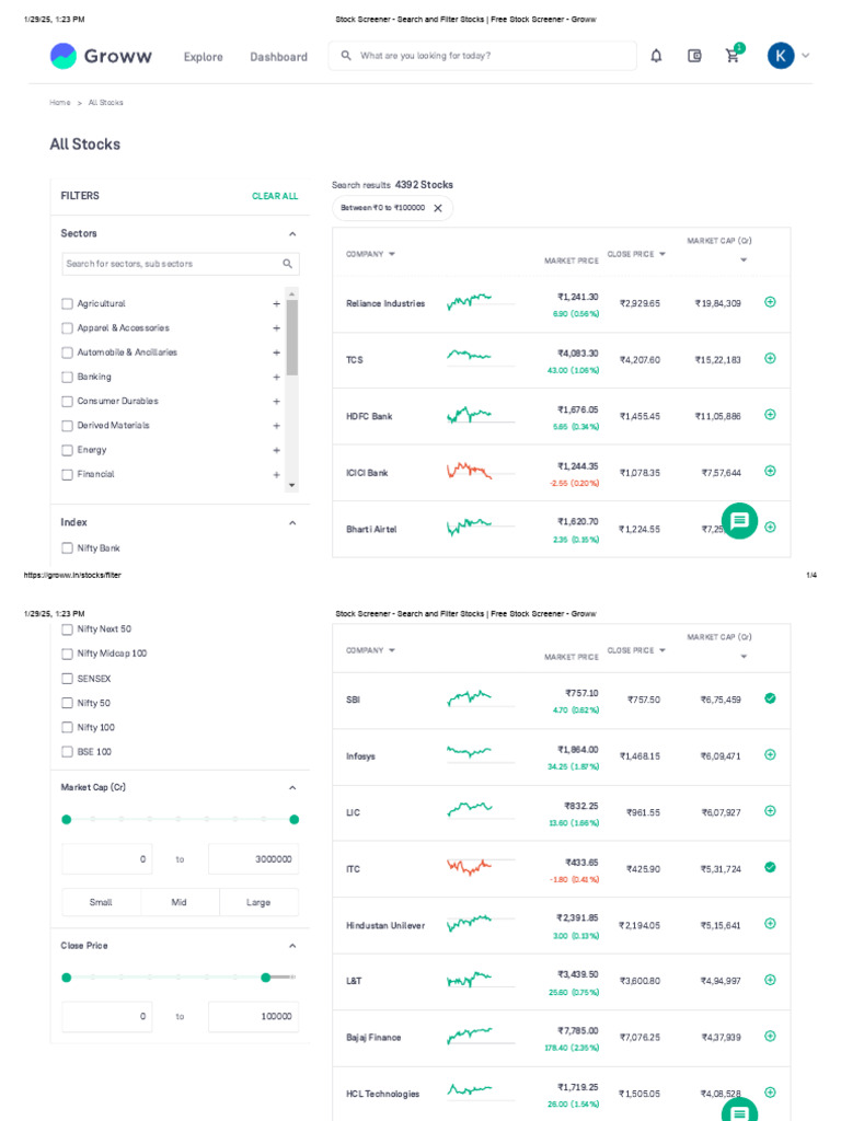 Groww Stock Screener Overview | PDF | Institutional Investors | Equity ...