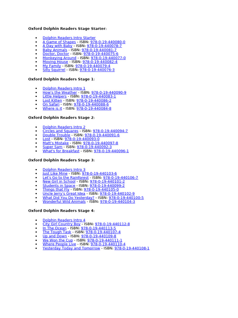 Oxford Dolphin Readers Stage Starter | PDF