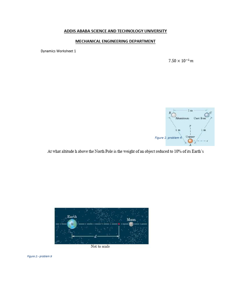 Worksheet 1 Dynamics | PDF