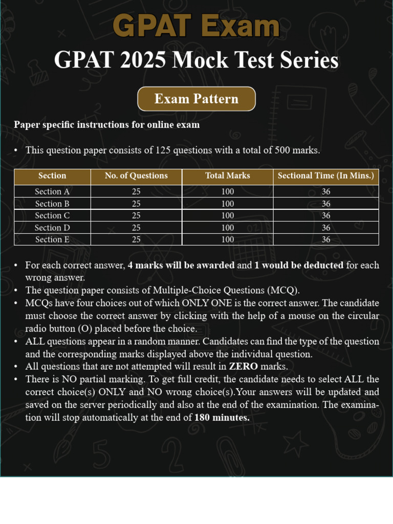 GPAT 2025 Exam Pattern and Mock Tests | PDF | Multiple Choice | Data ...