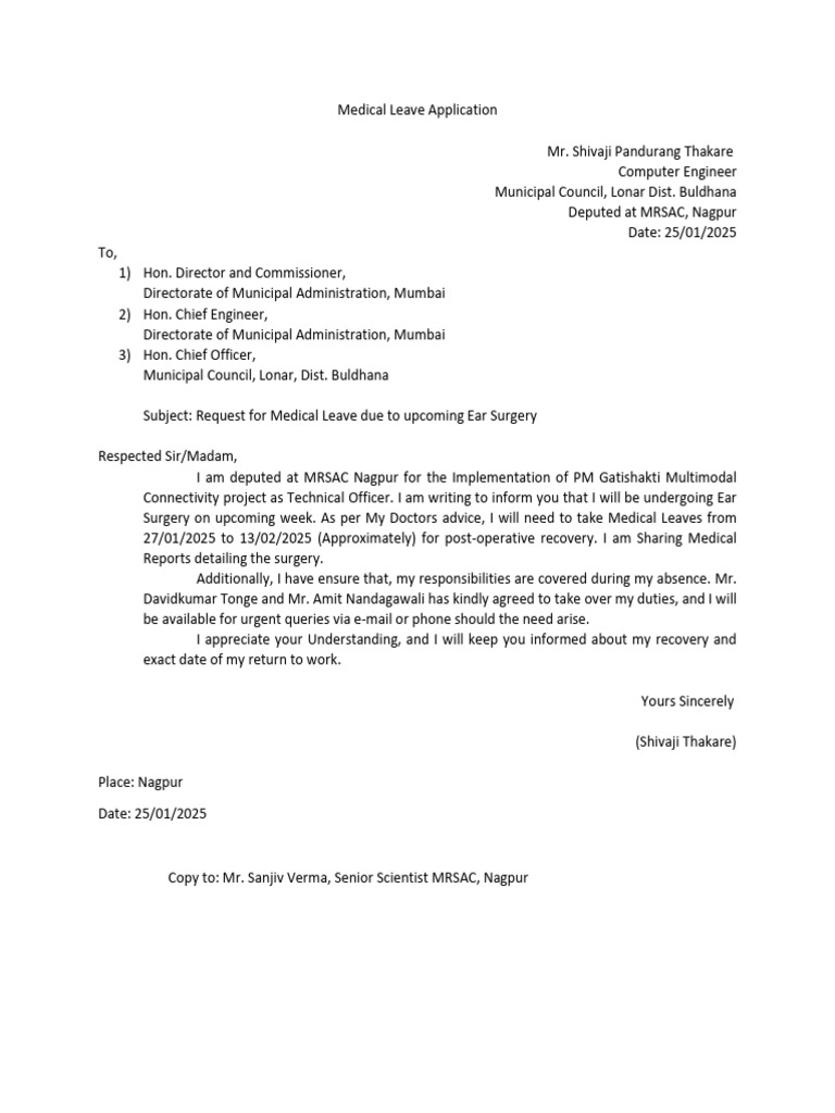Medical Leave Application | PDF
