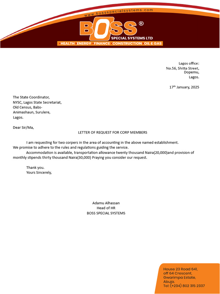 NYSC Request 2025 | PDF