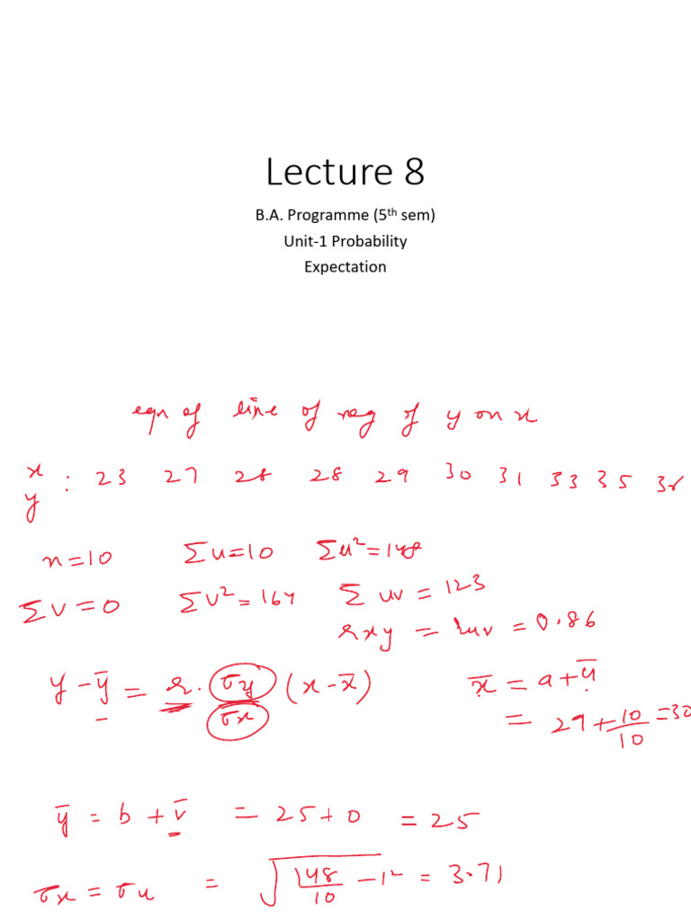 Probability Notes: Expectation Unit | PDF