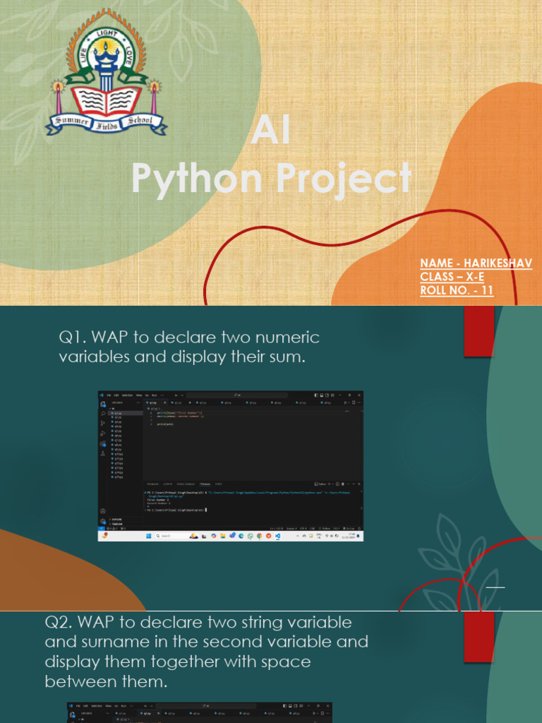 Python Programming Exercises for Class X | PDF