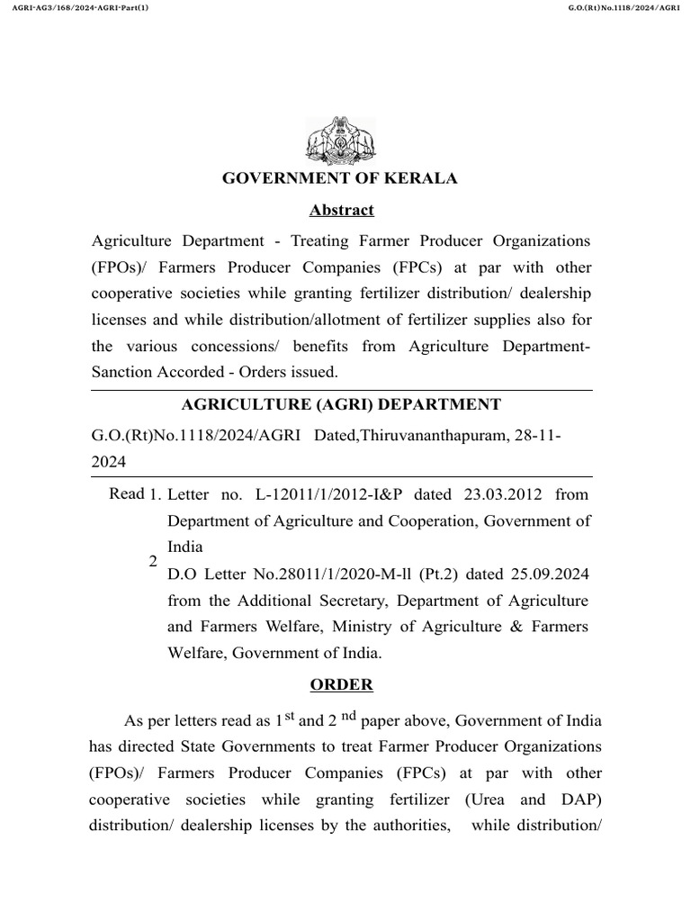 Fertilizer license-FPO-Order - 241128 - 161654 | PDF | Fertilizer ...