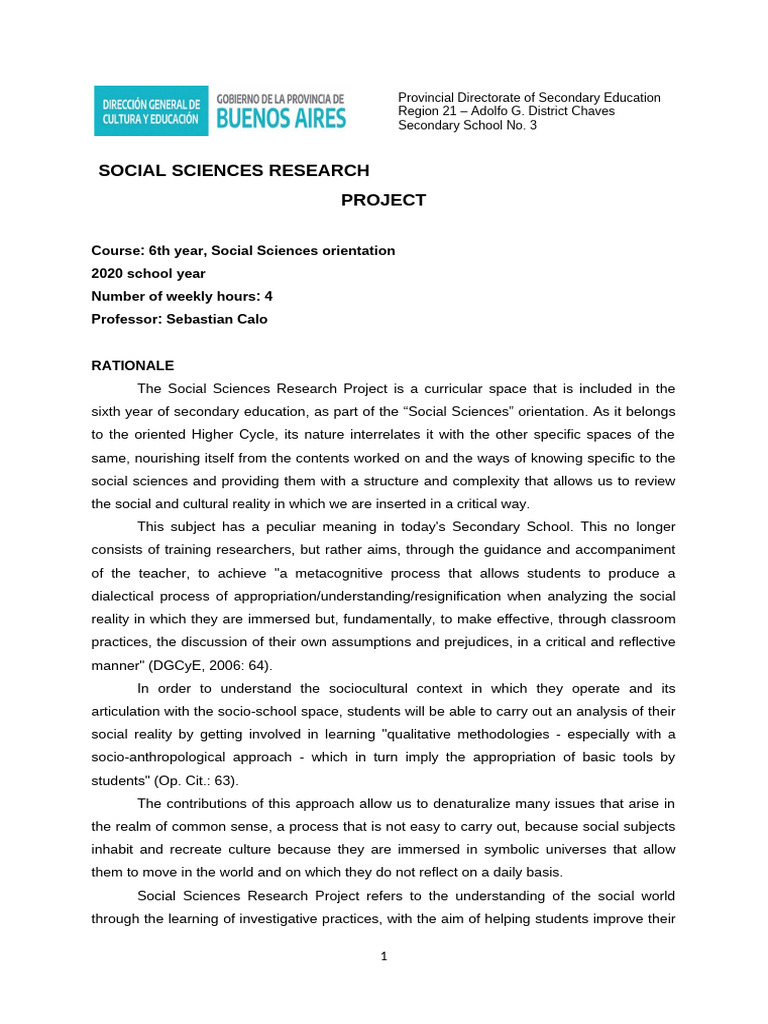 Calo, Sebastián - Research Project in Social Sciences - Annual Planning ...