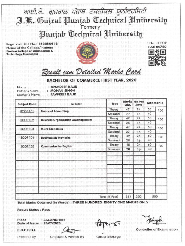 Arshdeep Kaur B.com - Compressed | PDF
