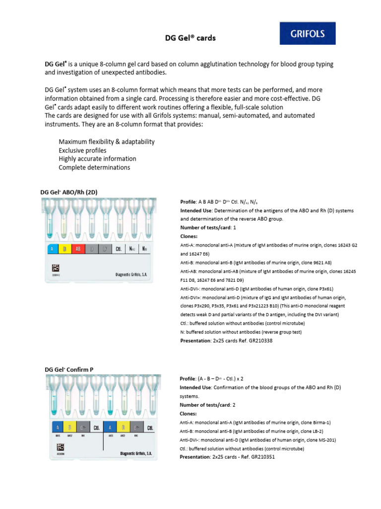 DG Gel Card Menu With Images - IM | PDF | Antibody | Monoclonal Antibody