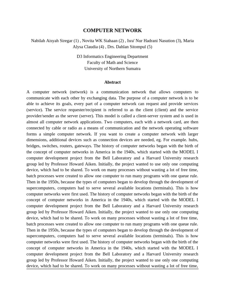 Journal of Computer Network Group 5 | PDF | Computer Network | Network ...