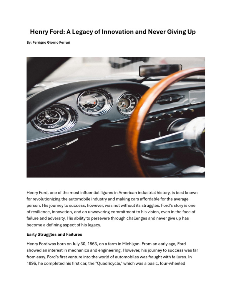 Henry Ford Essay | PDF | Ford Motor Company | Car