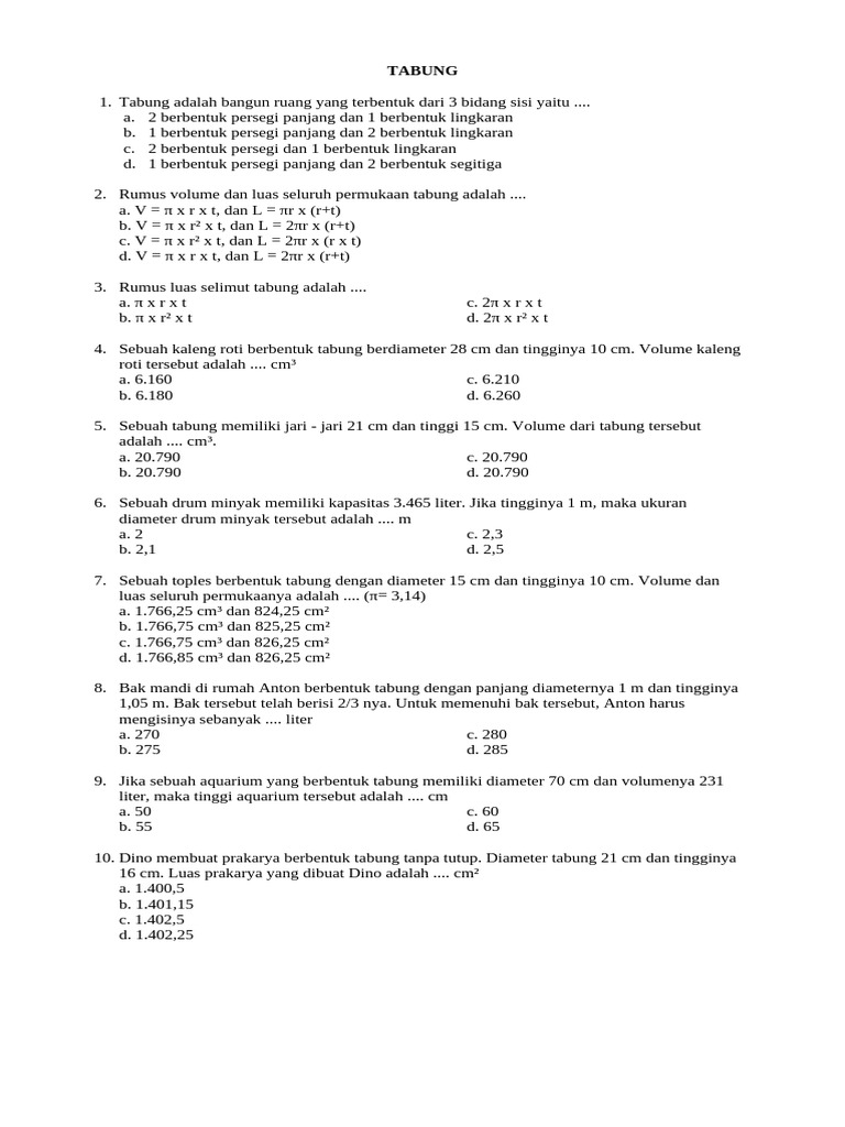 Latihan Tabung | PDF