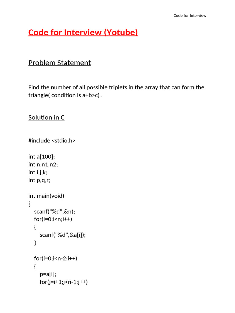 5 - No of Possible Triplets in An Array Form A Triangle | PDF
