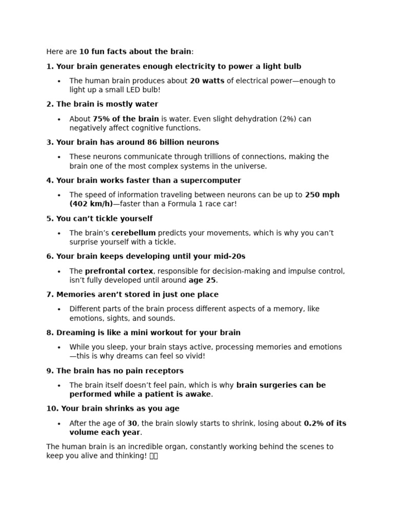 10 Fascinating Brain Facts | PDF