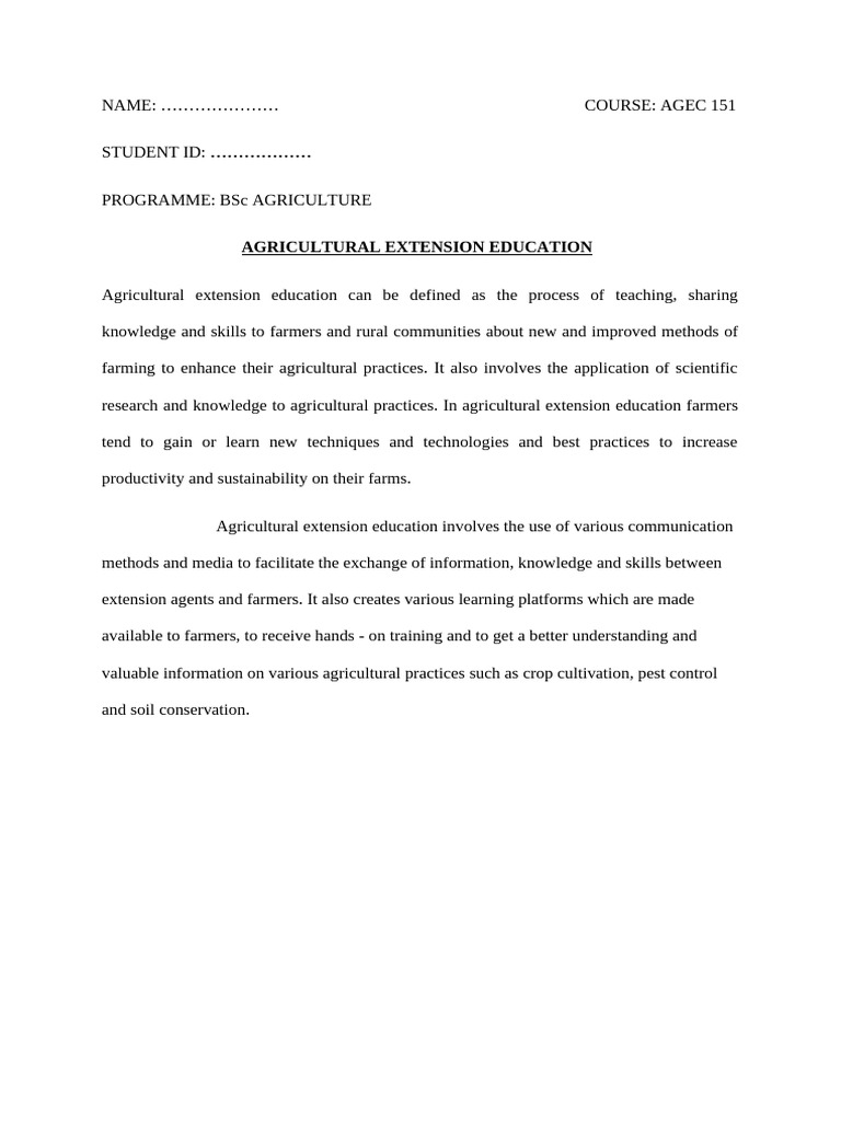 Agriculture Assignment - Bra Jake | PDF