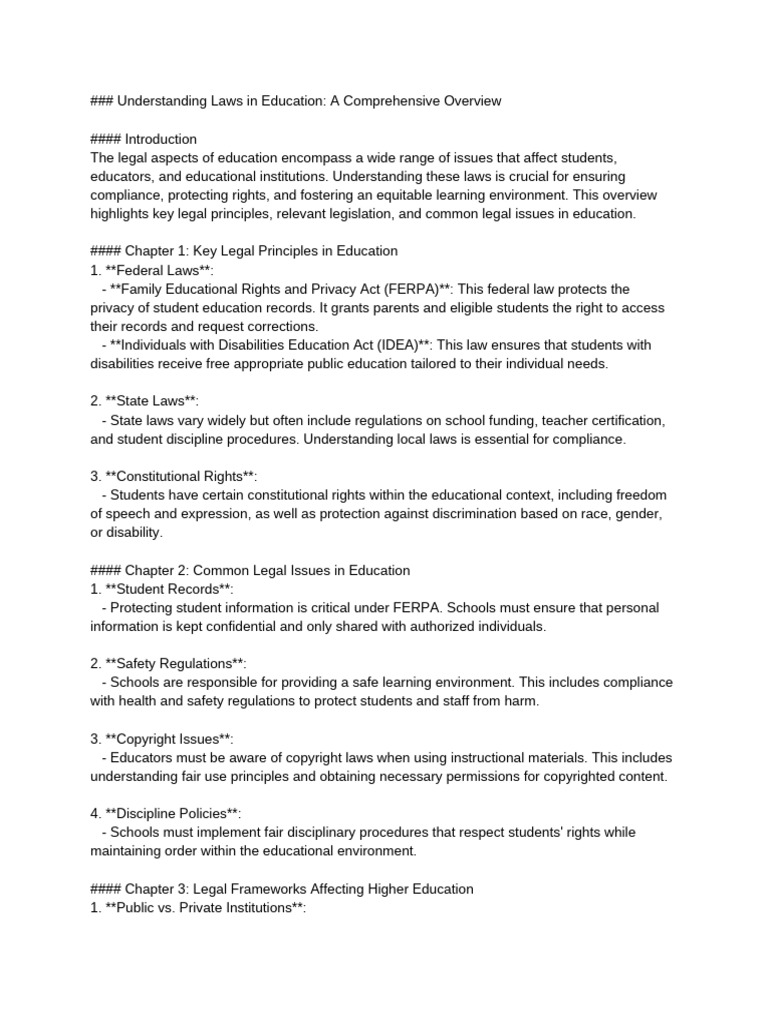 Understanding Laws in Education - A Comprehensive Overview | PDF ...