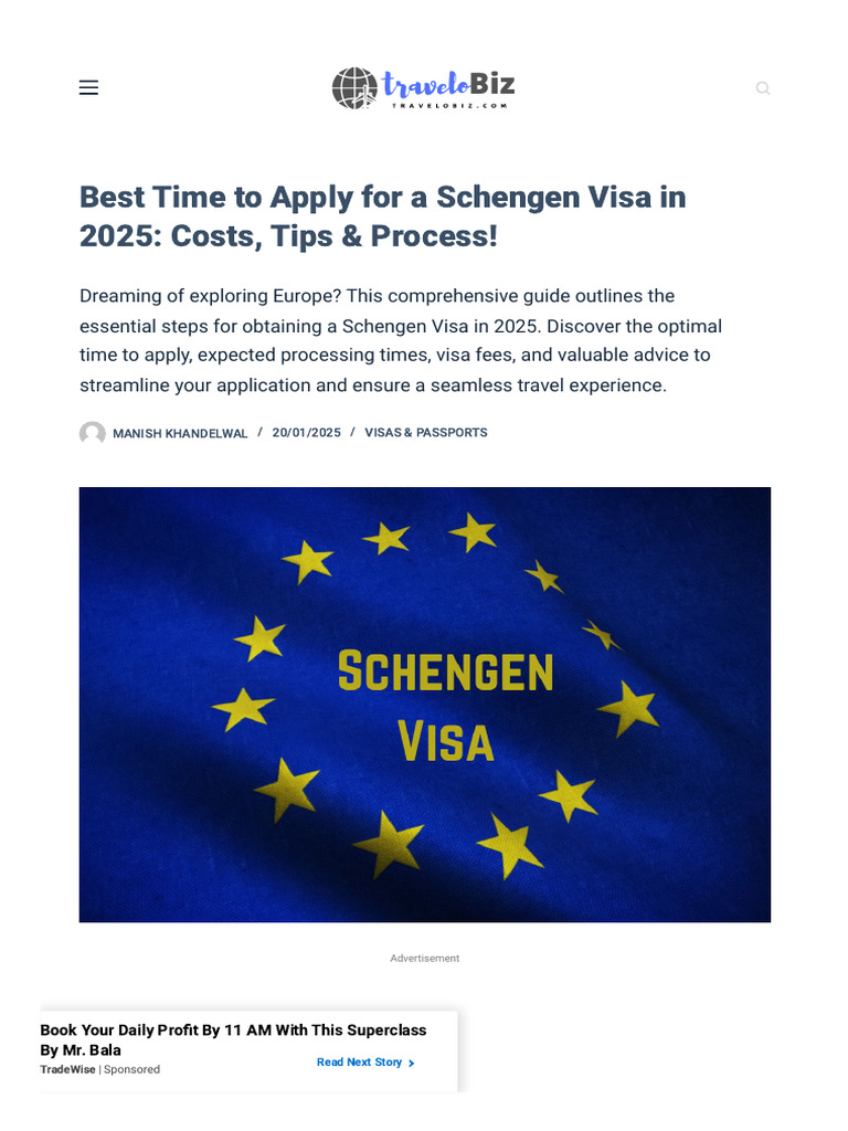Best Time To Apply For A Schengen Visa in 2025 - Costs, Tips & Process! - Travelobiz | PDF ...