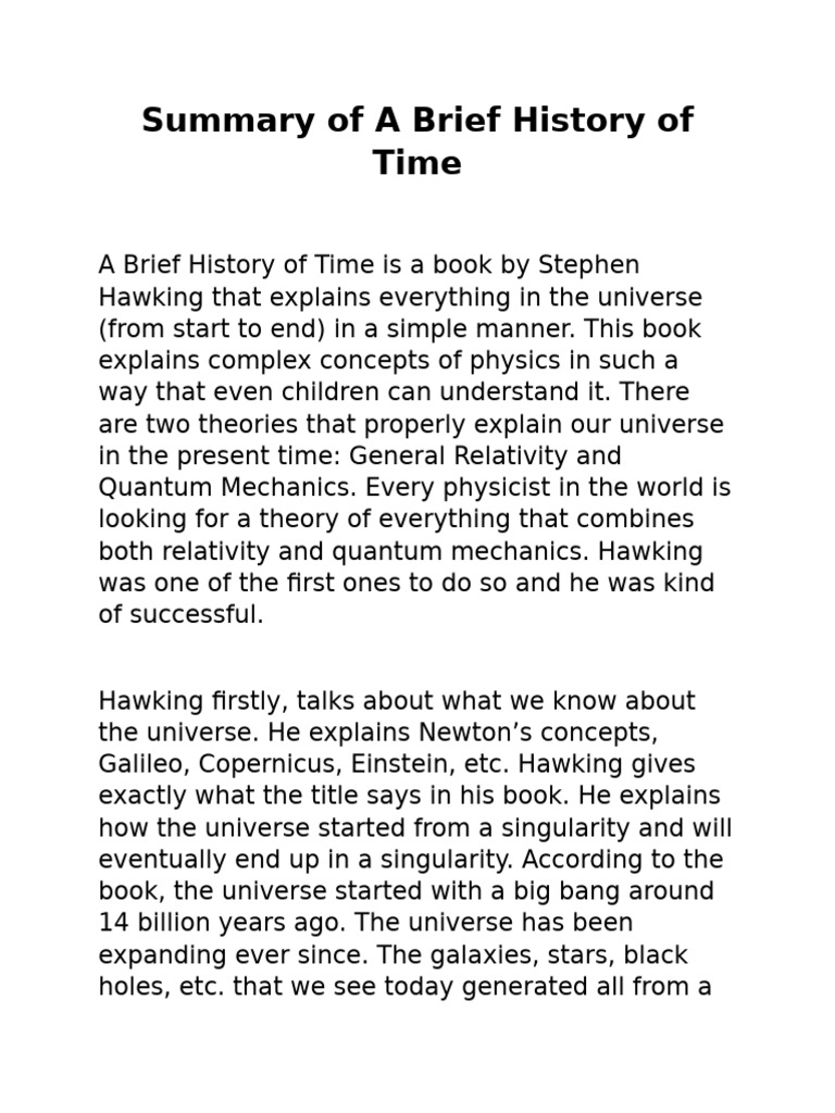 Summary of A Brief History of Time | PDF | Black Hole | Universe