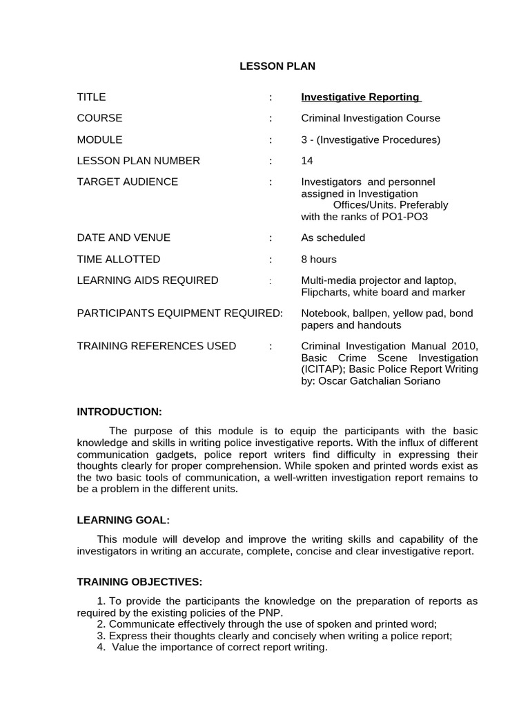 Effective Investigative Report Writing | PDF | Police | Prosecutor
