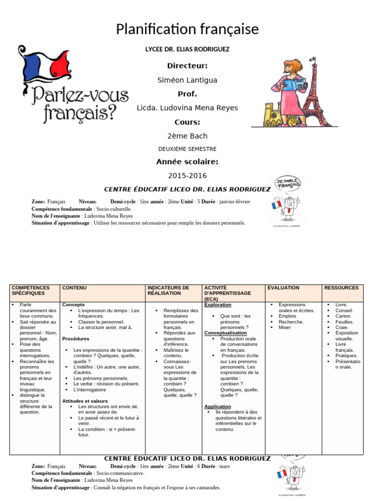 Planification 2ème Français Ludovina | PDF | Apprentissage | Verbe