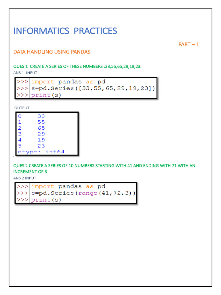 Data Handling and Visualization with Pandas | PDF