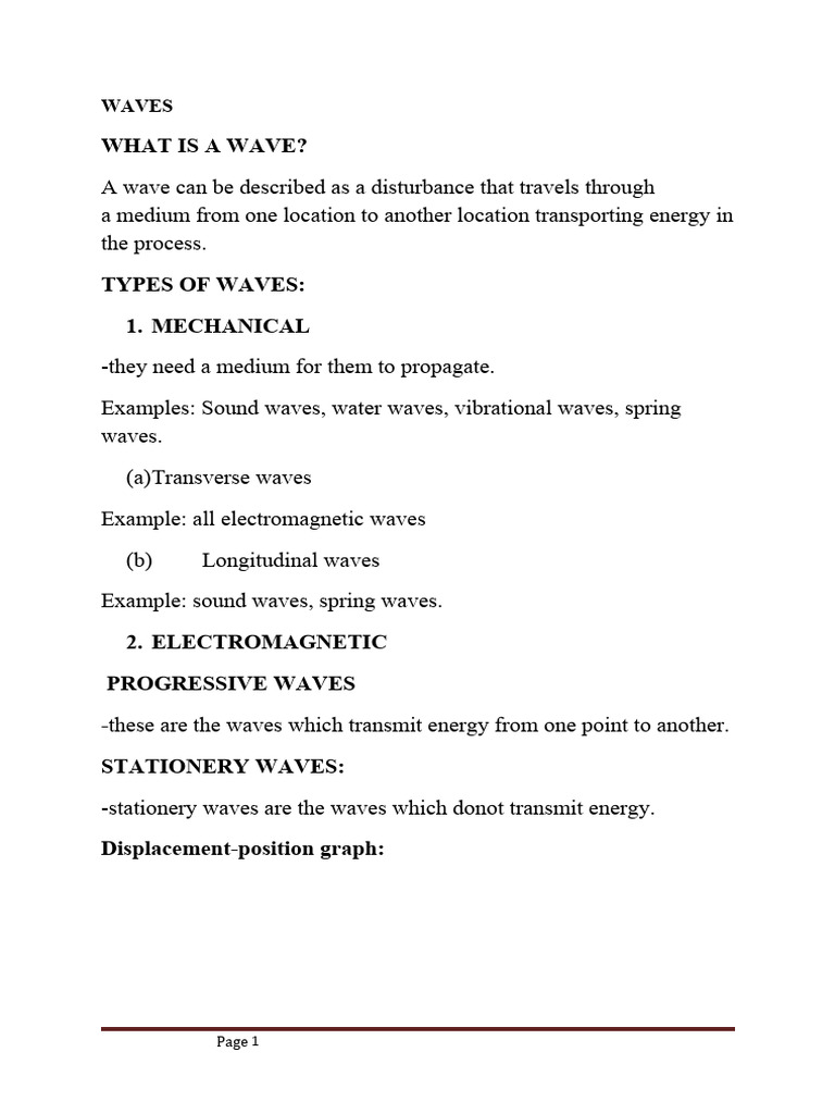 Waves Notes Pdf Waves Electromagnetic Radiation 0499