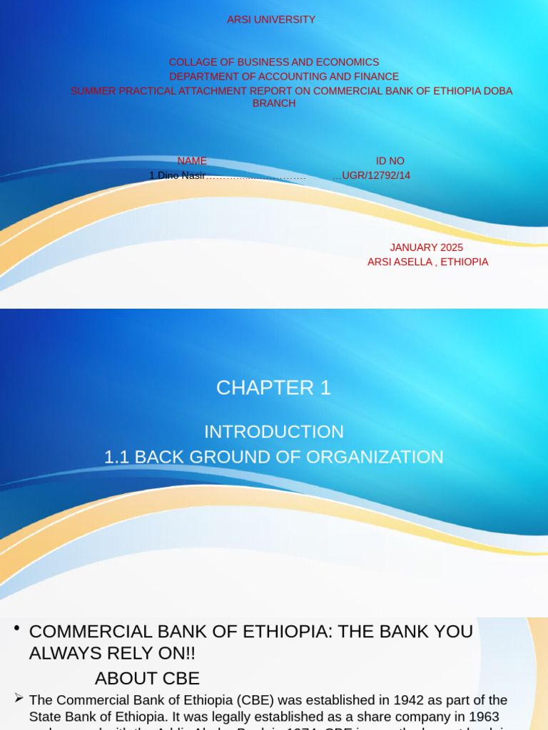CBE Doba Branch Summer Attachment Report | PDF | Banks | Goal