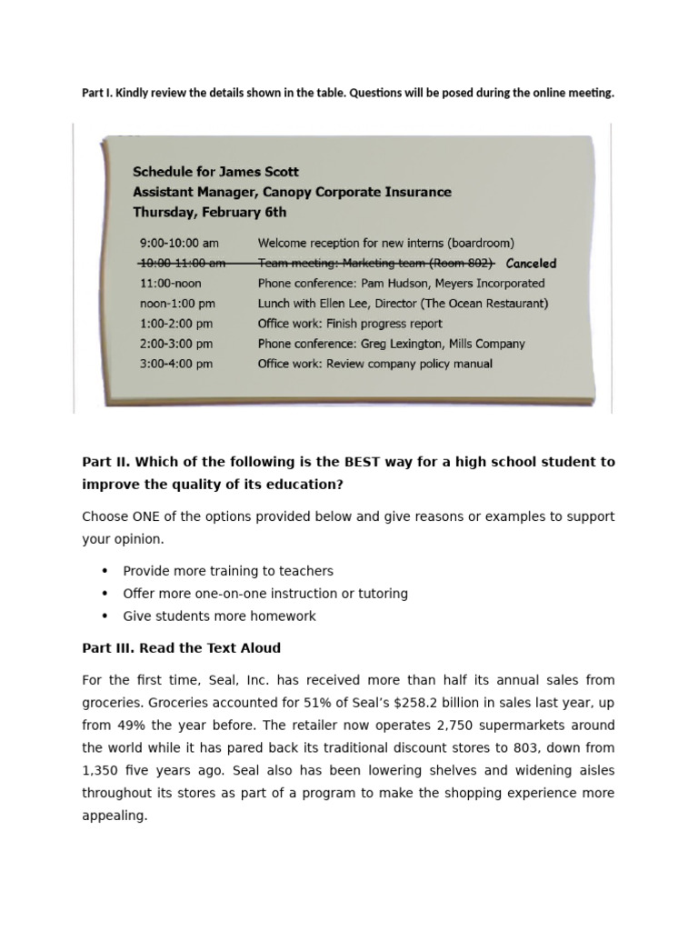 Online Class Speaking Activity | PDF