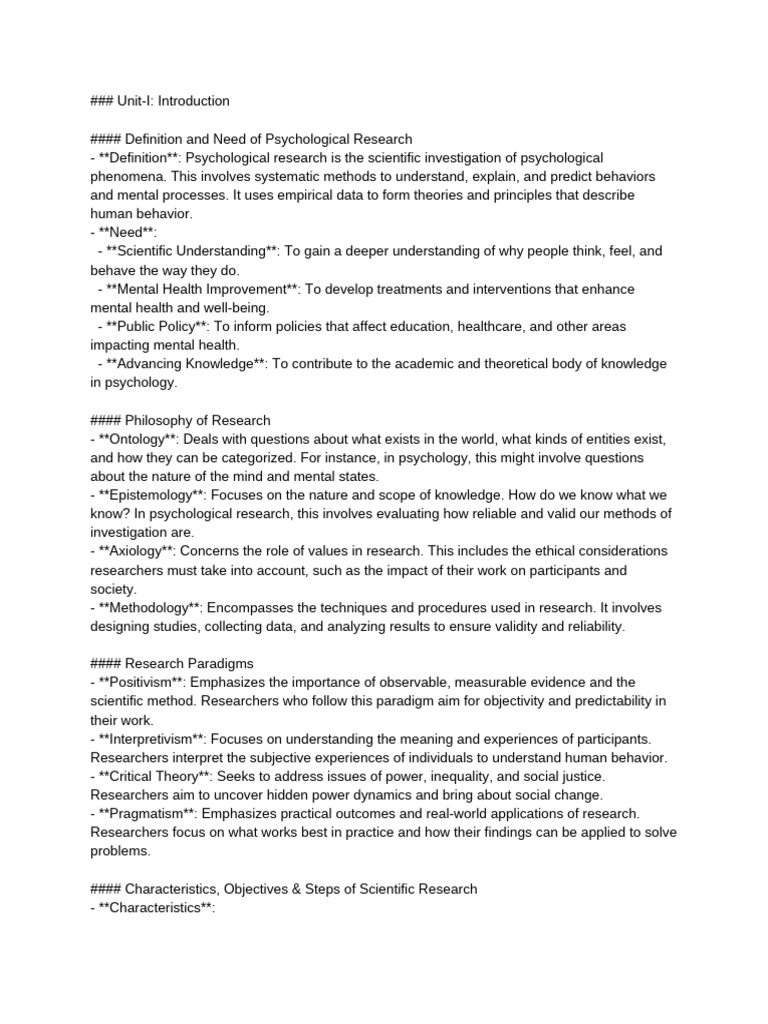 Res unit 1 | PDF | Methodology | Epistemology