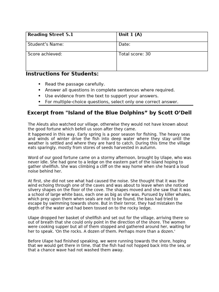 SA - Island of The Blue Dolphins | PDF | Fish