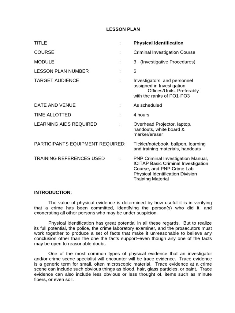 Investigator Physical ID Training | PDF | Textiles | Yarn