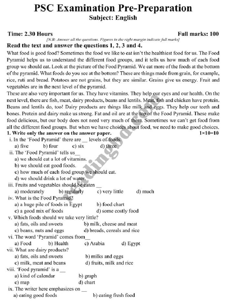 Food Pyramid Seen Passage | PDF