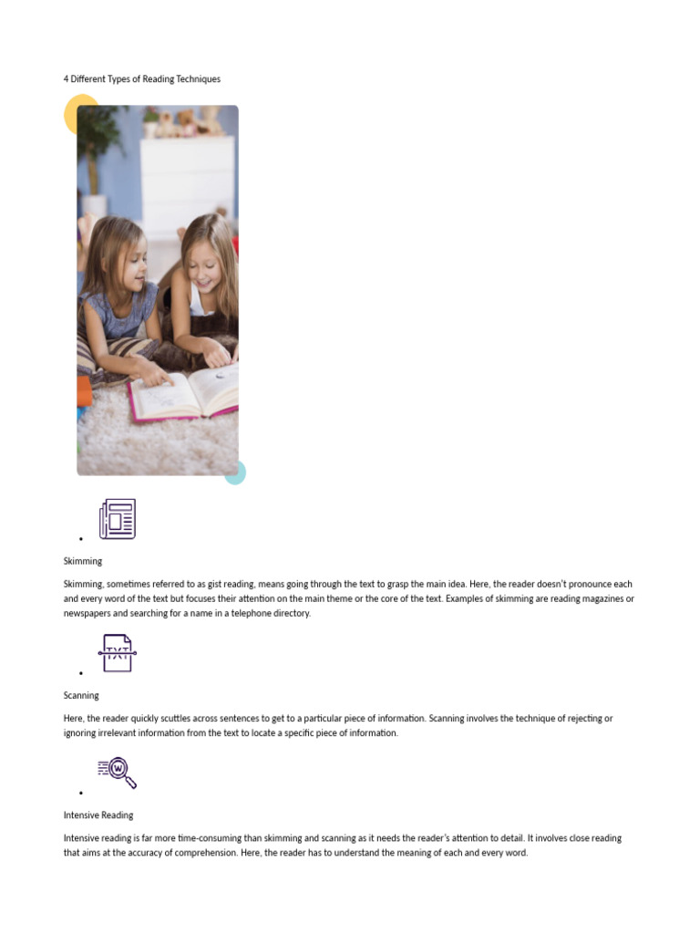 4 Different Types of Reading Techniques | PDF | Reading Comprehension ...
