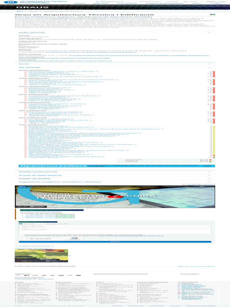 Arquitectura Tècnica i Edificació - UPC Universitat Politècnica de Catalunya | PDF